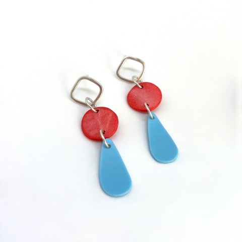 Red and Blue Mini Deep Sea Drop Earrings by Charlotte Eatock | Byard Art