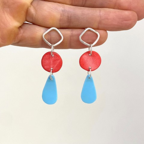 Red and Blue Mini Deep Sea Drop Earrings by Charlotte Eatock | Byard Art