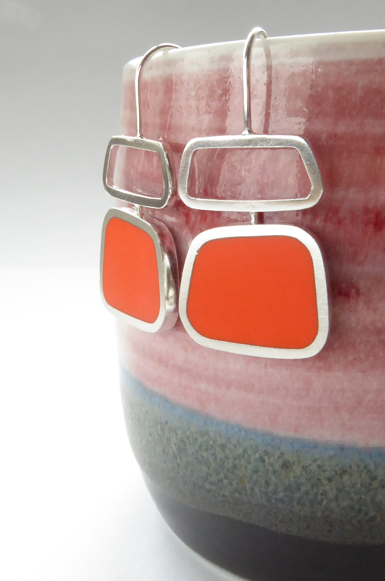 Colourblock Wide Drops: Orange by Su Trindle | Byard Art