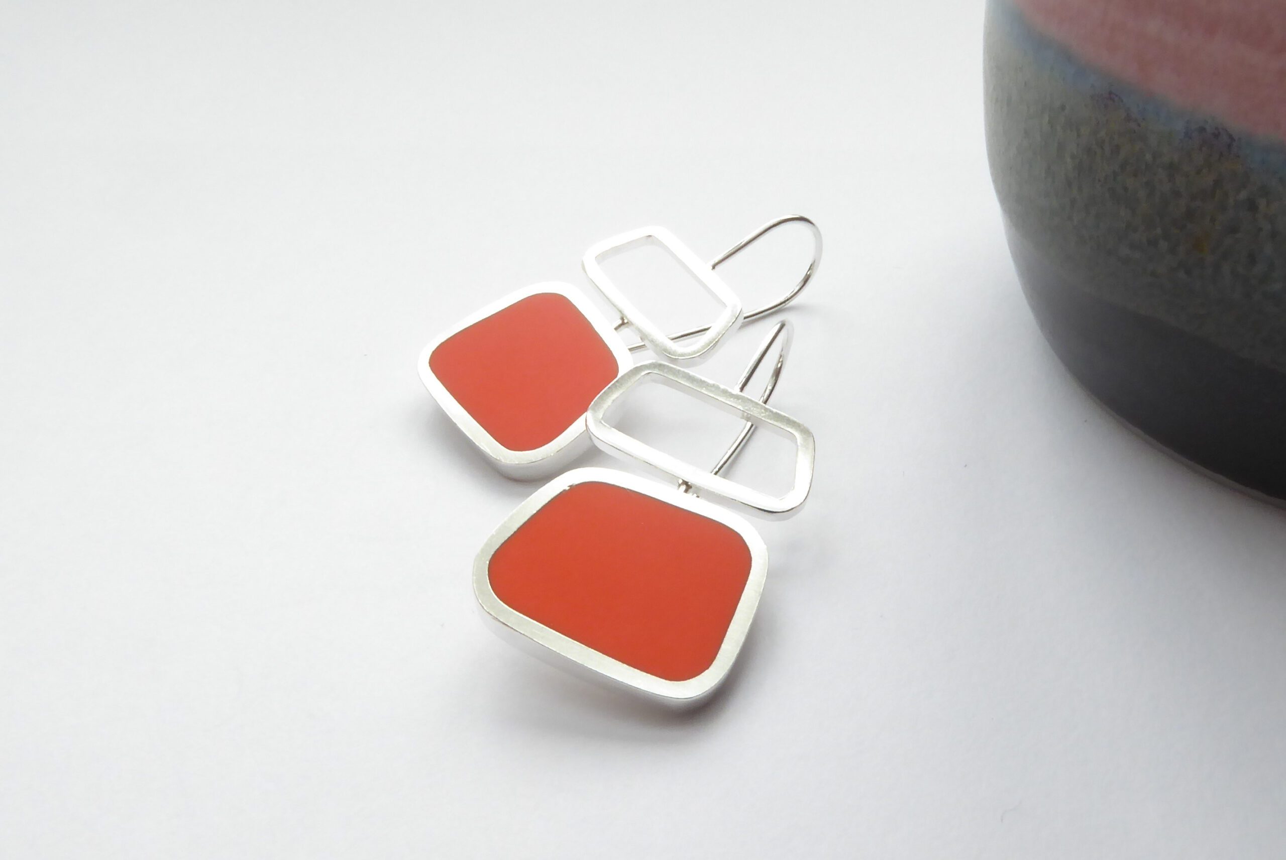 Colourblock Wide Drops: Orange by Su Trindle | Byard Art